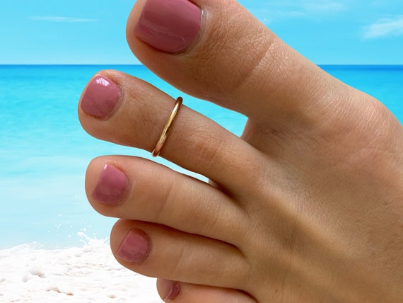 Toe Ring 2mm Fitted Plain Band .925 Sterling Silver or 14K Gold Fitted Toe or Midi Ring for Men and Women Etsy
