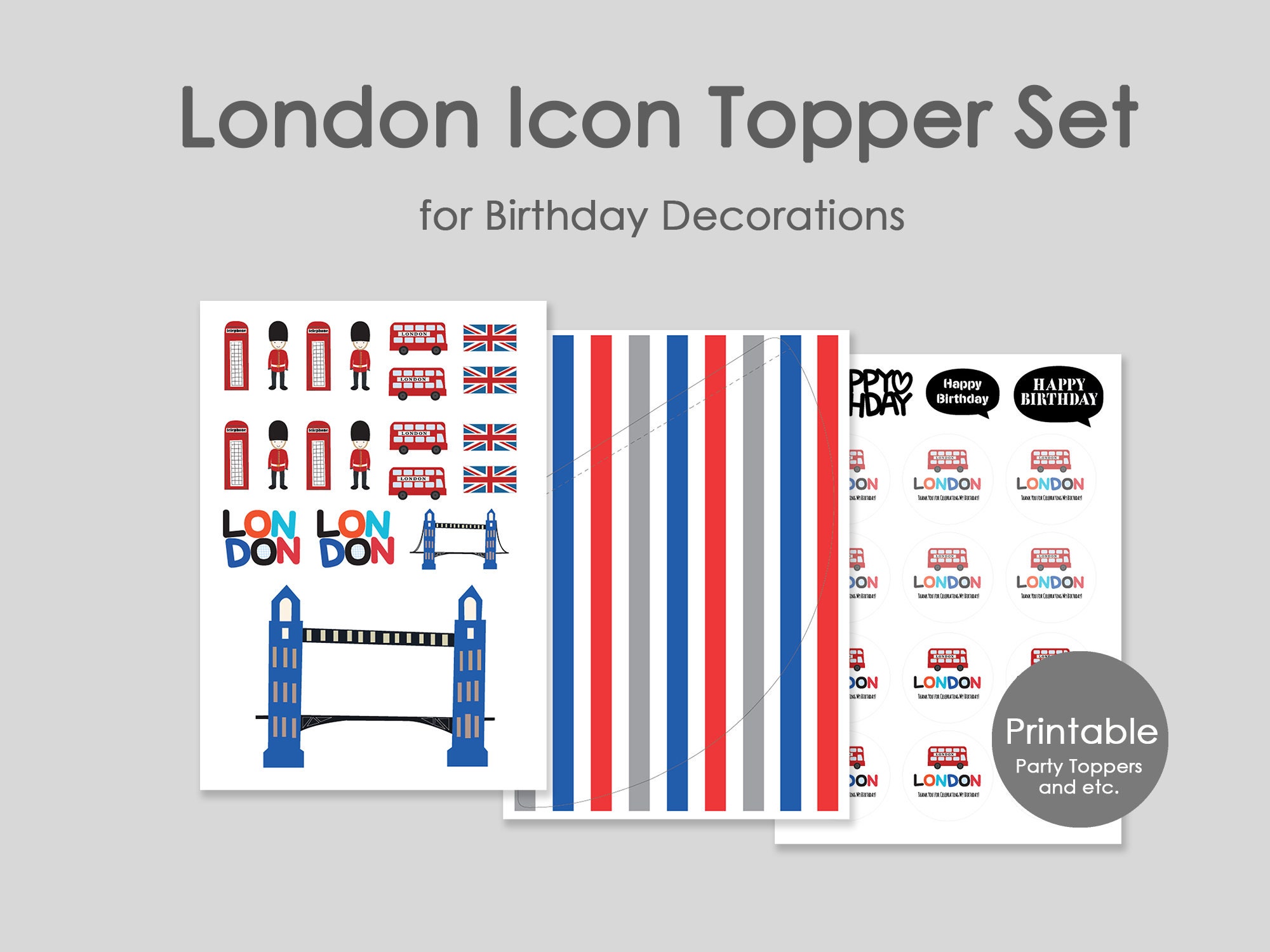 London Cupcake Toppers, England Themed Party Decoration, English Party ...