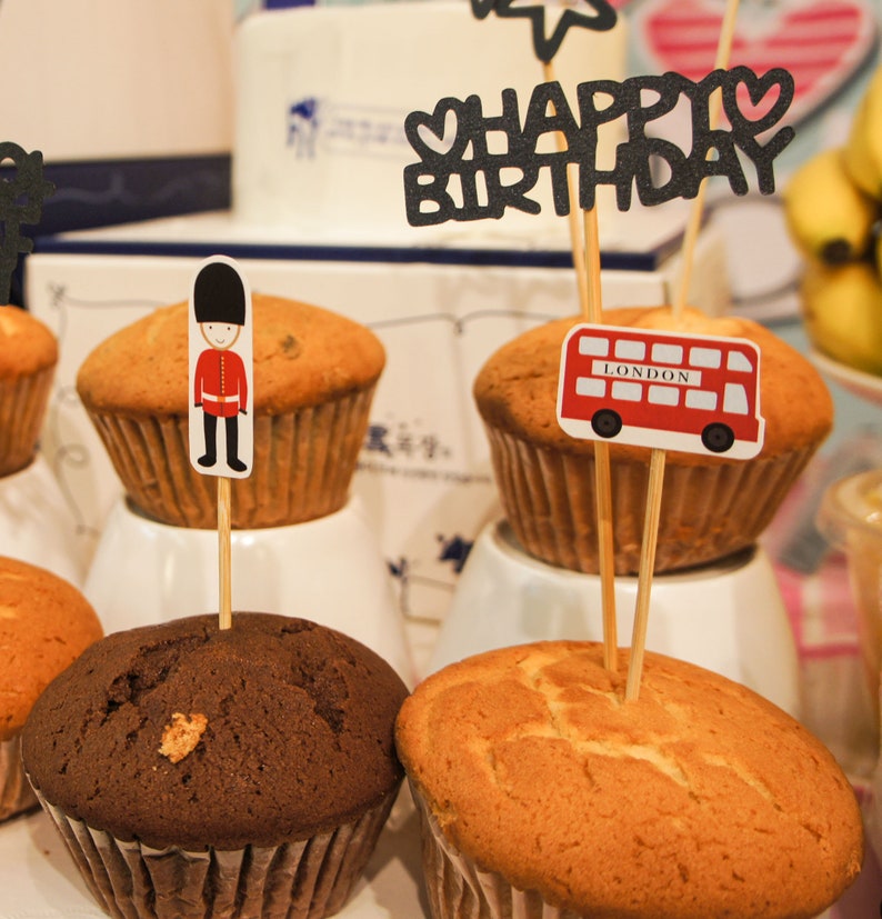 London Cupcake Toppers, England Themed Party Decoration, English Party ...