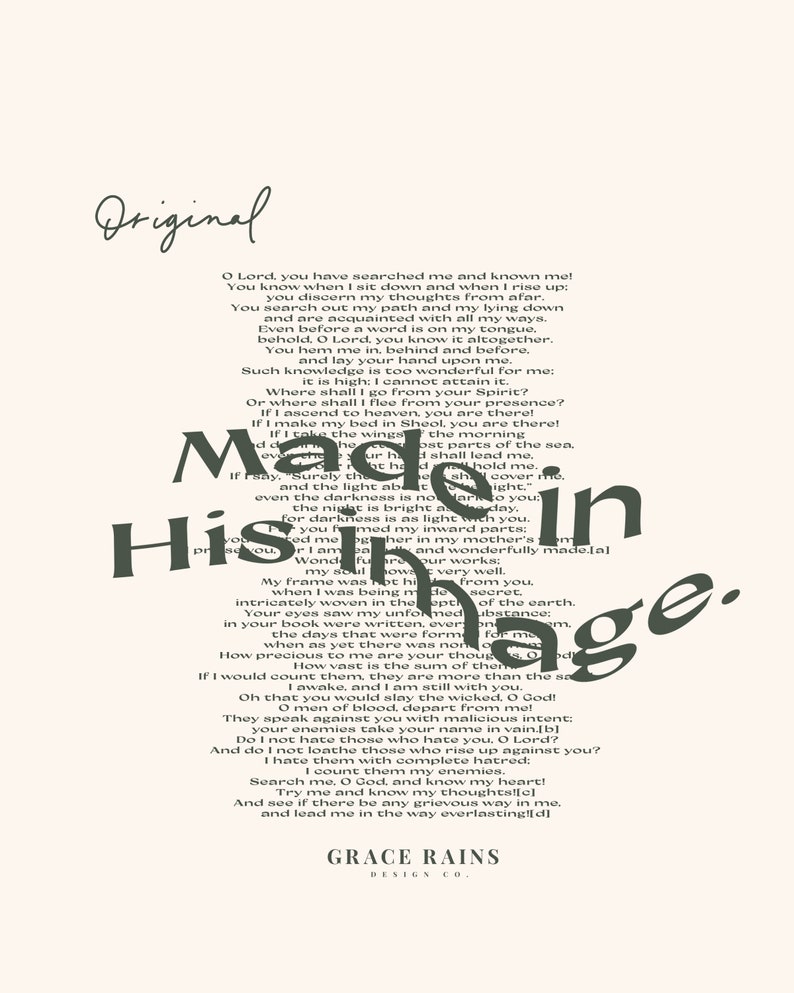 Made in His Image Canvas Tote Bag Christian Bag Psalm 139 - Etsy