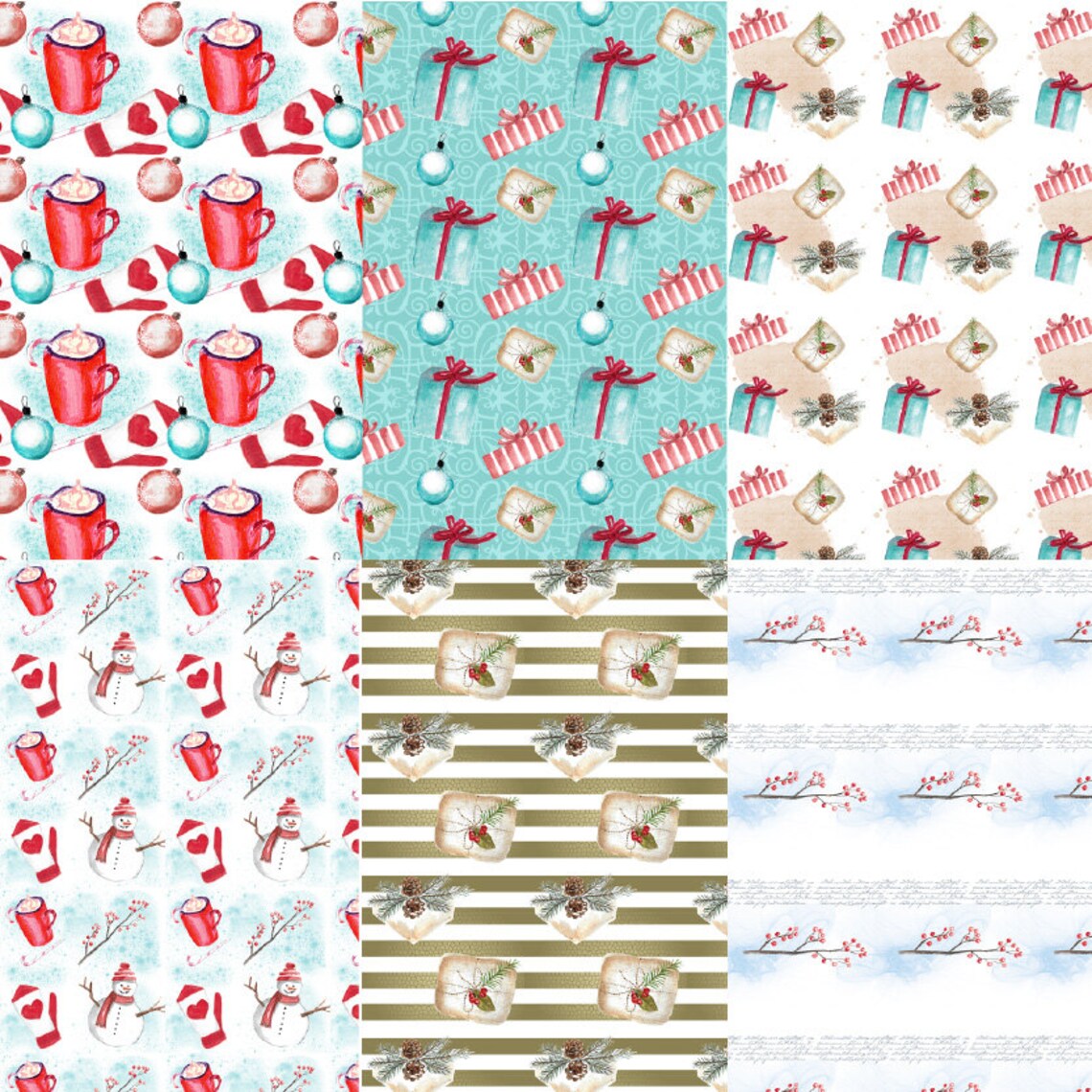 Christmas and Winter Wonderland: 12 Seamless Digital Paper/patterns ...