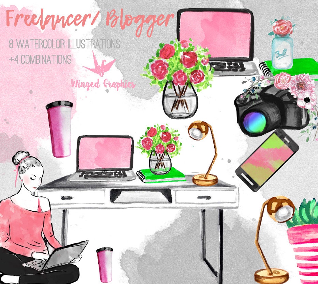 Freelancer / Blogger Clipart Set (freelanceer/ Lifestyle / Fashion ...