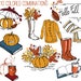 Fall / Autumn Themed Vector Illustrations, Clipart Set of 25 15 Black ...