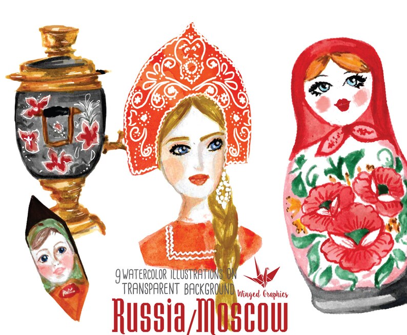 Digital Watercolour Travel Clip Art : Russia/moscow - Etsy