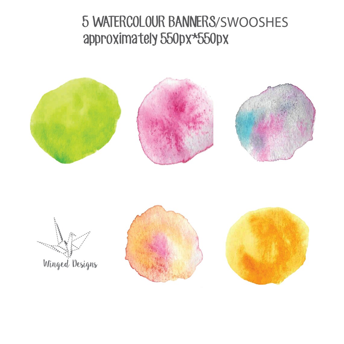Digital Clipart: Watercolor Washes, Blobs and Banners. Perfect for ...