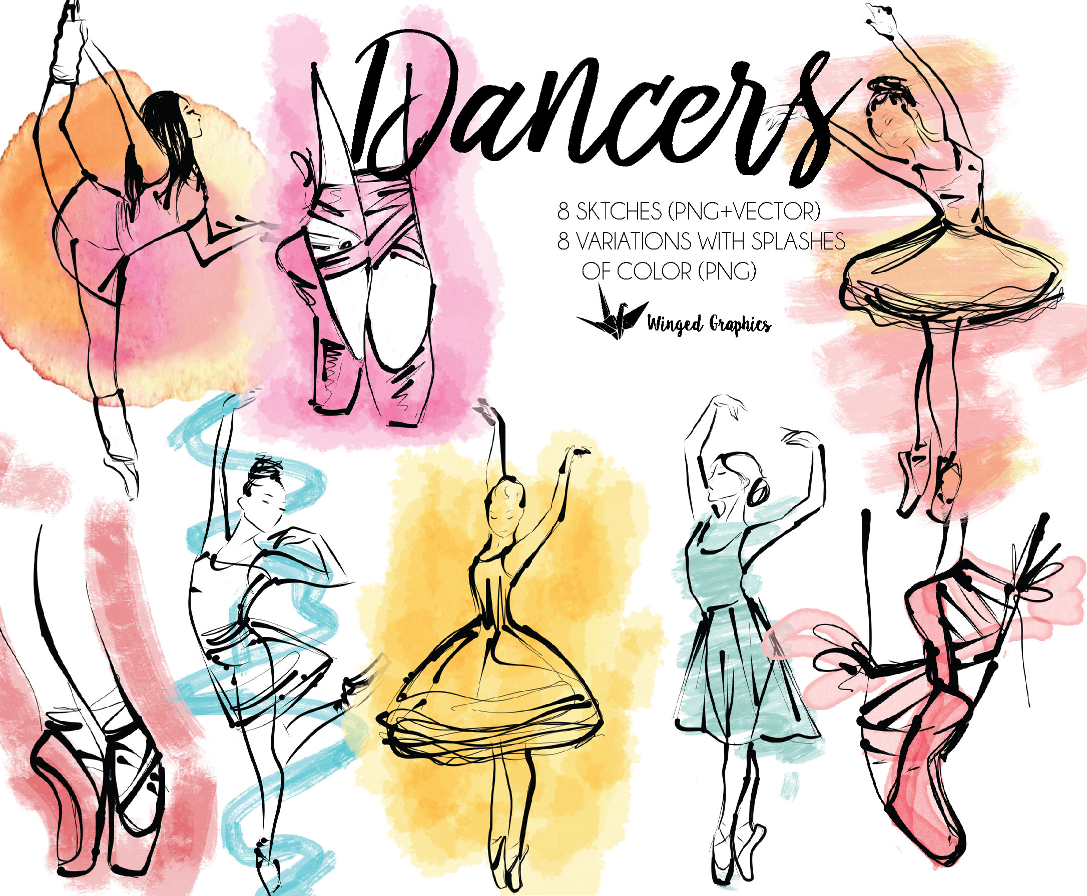 Dancers / Ballerinas/ Enpointe Digital Clipart : Png +vector - Etsy