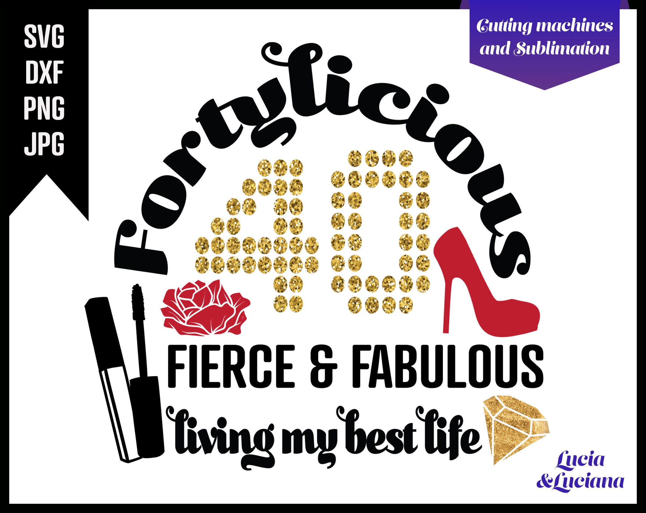 Fortylicious Svg 40th Birthday Svg for Women 40 Year Old - Etsy Canada