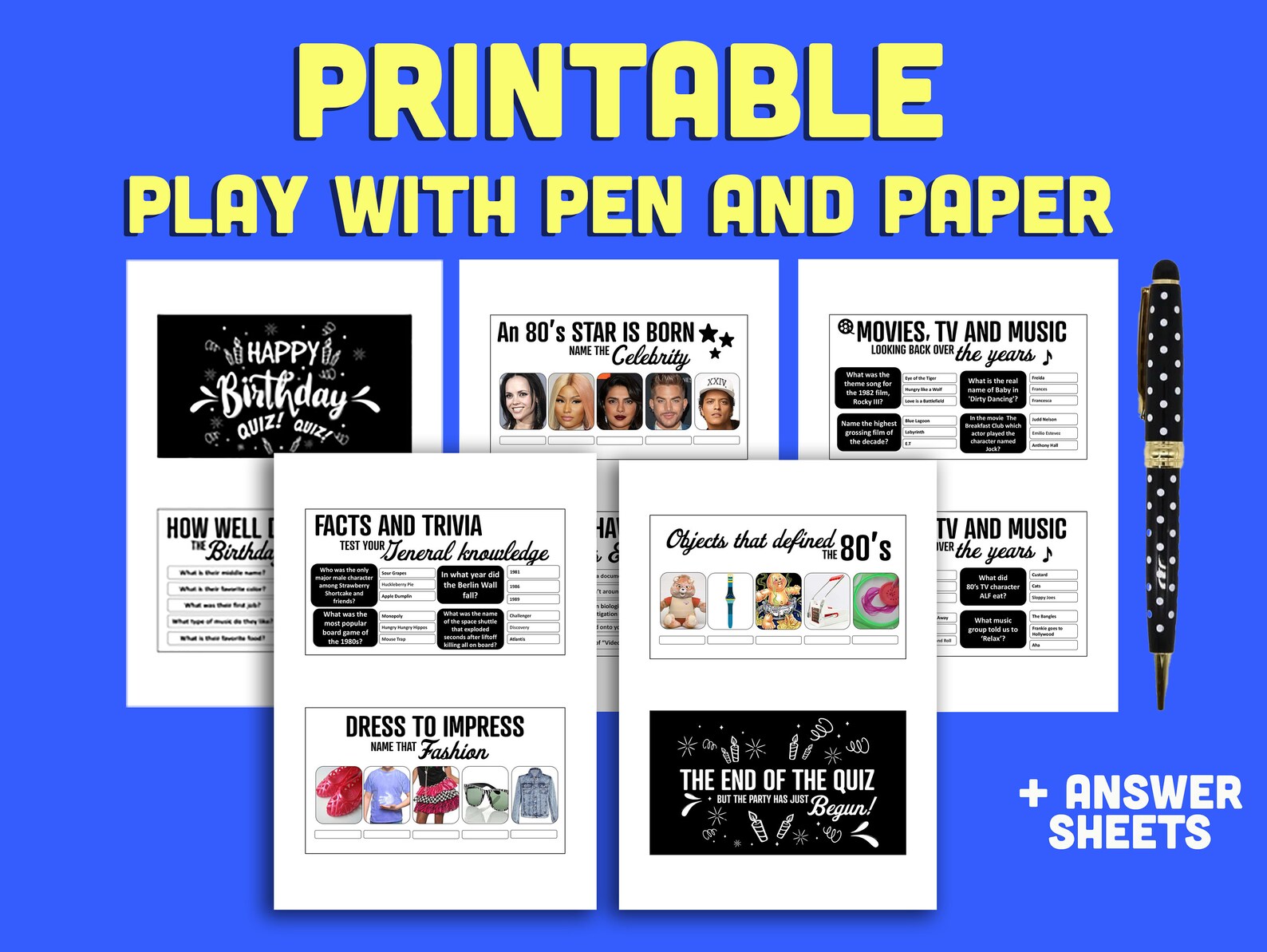 NEW 37th Birthday Party Games Born in 1986 Trivia Game - Etsy