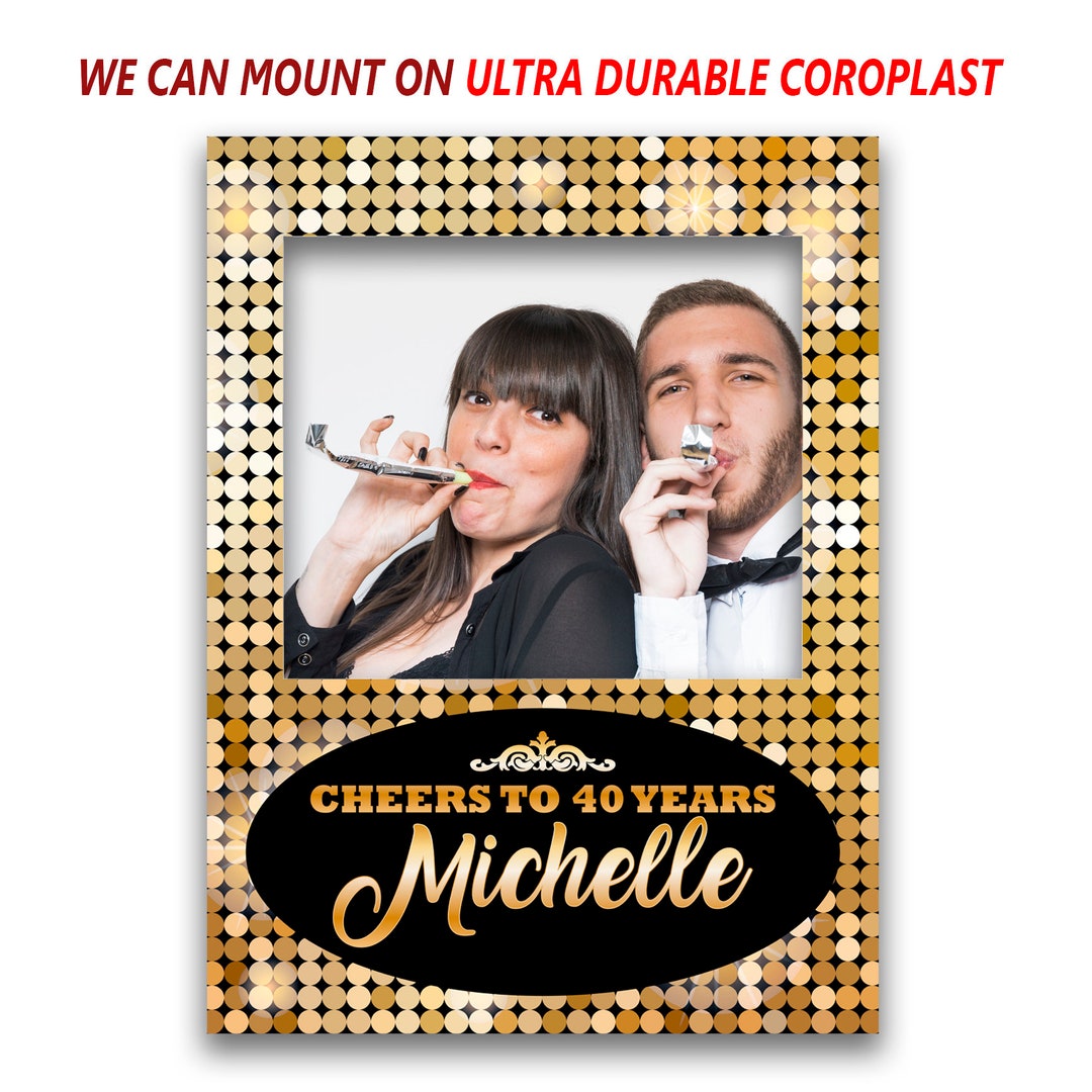 Birthday Photo Booth Frame, Birthday Photo Booth Props Gold | Customize ...