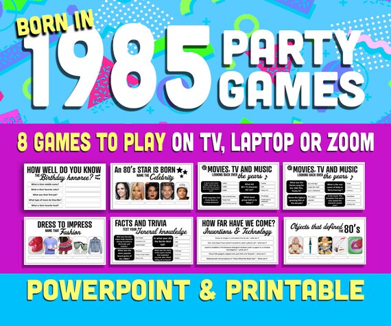 NEW - 38th Birthday Party Games, Born in 1985 Trivia Game, 38th ...