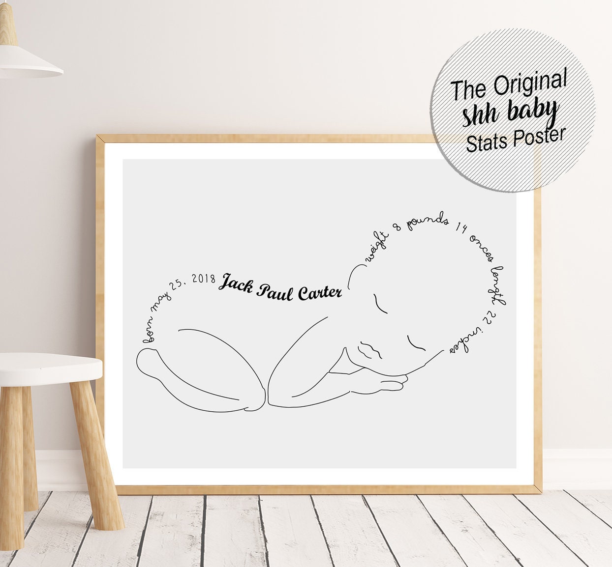 Personalized baby poster Birth poster drawing Baby birth - Etsy.de