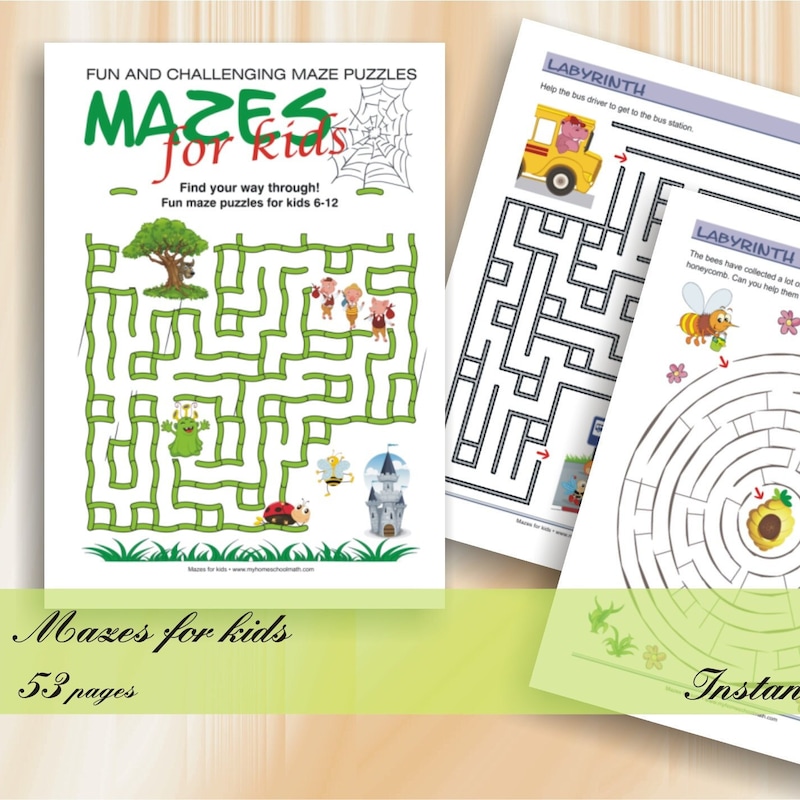 Maze Printable Worksheets - Etsy