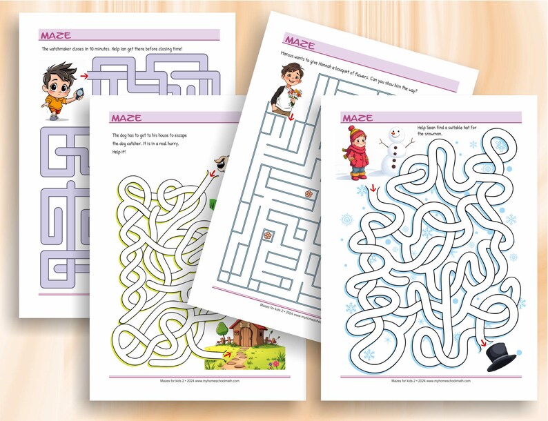 Fun and Challenging Mazes for Kids Part 2 54 Printable Worksheets ...