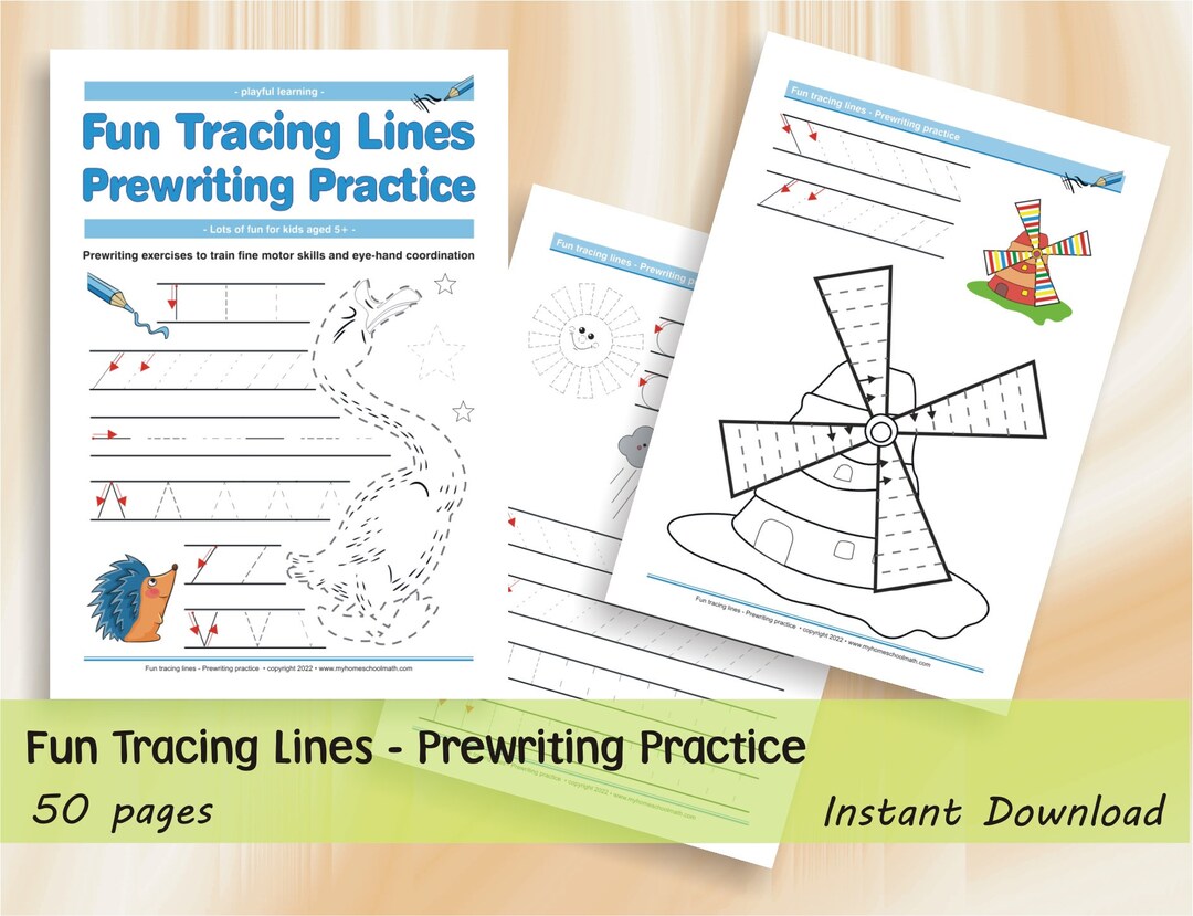 Fun Tracing Lines: Prewriting Practice Workbook (digital Download) - Etsy
