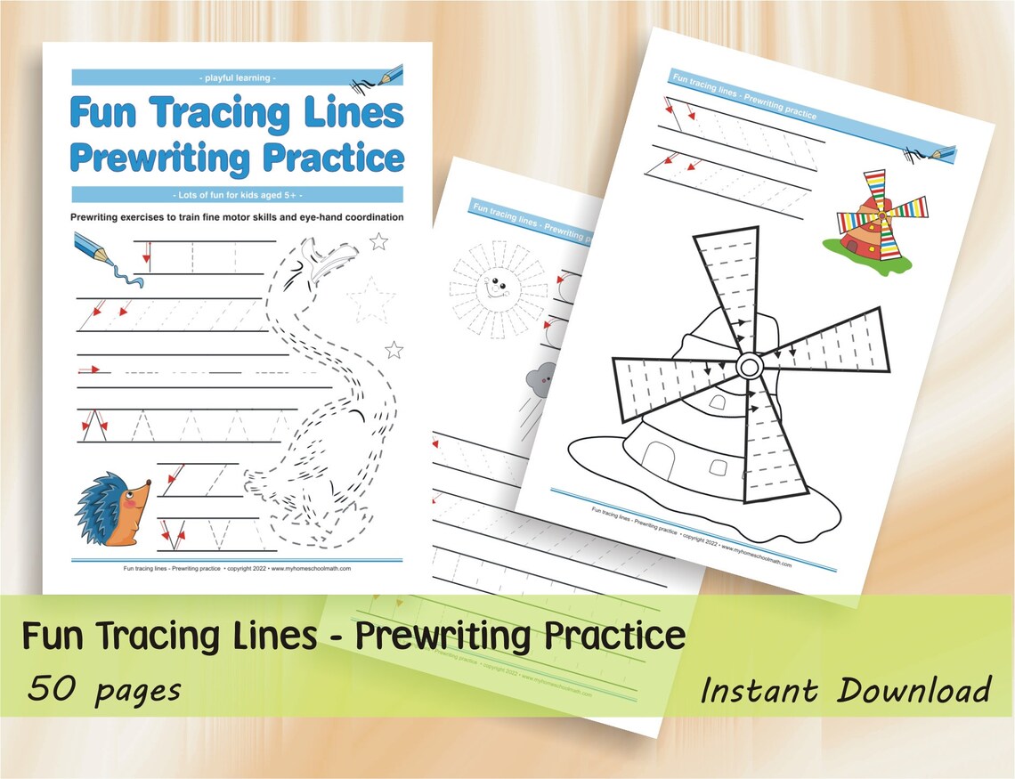 Fun Tracing Lines Prewriting Practice Exercises to Promote Fine Motor ...