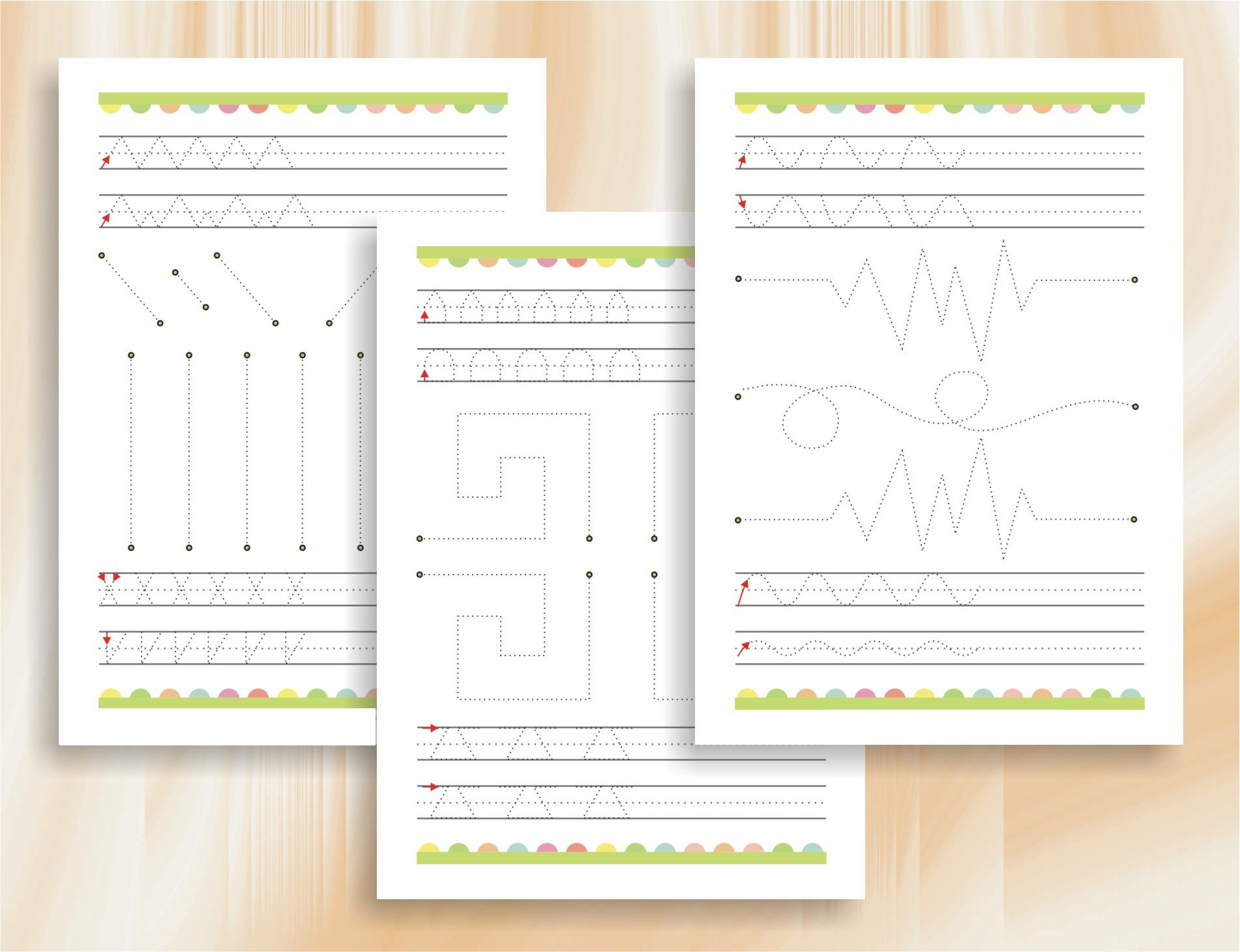 Tracing Lines - Pre-write Practice Line Tracing for Kindergarten ...