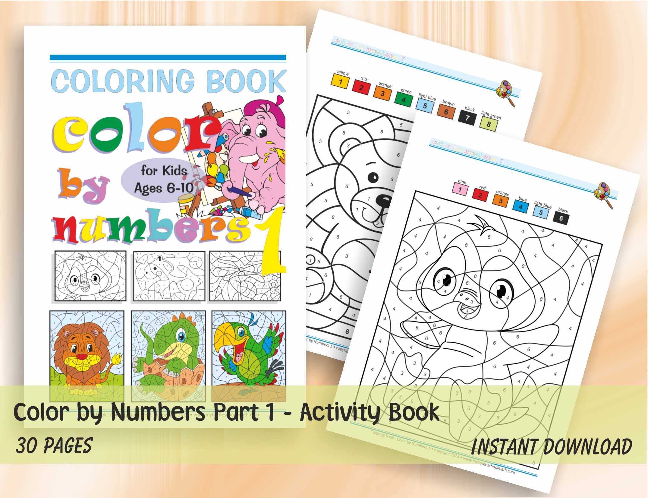 Color by Number for Kids Ages 6-10 Part 1 | Activity Book | 30 Cute ...
