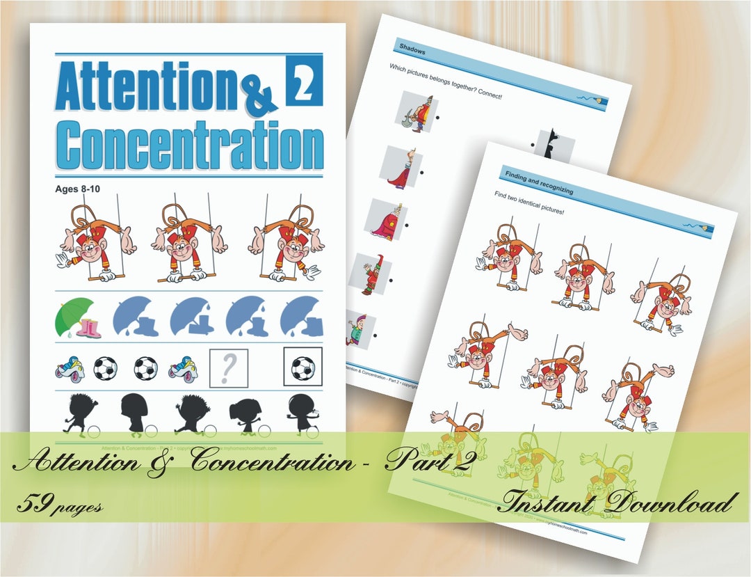 Attention & Concentration - Part 2 (age 8-10) | 59 Printable Worksheets ...