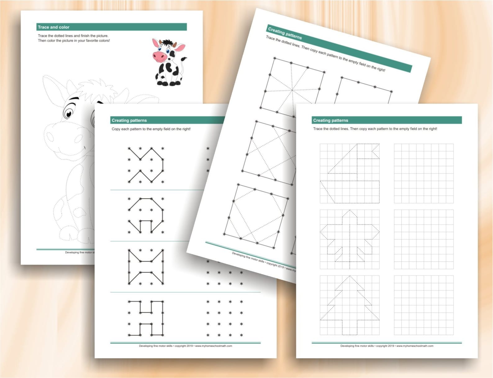 Graphomotor Skills Workbook: 65 Printable Tracing & Coloring Worksheets ...