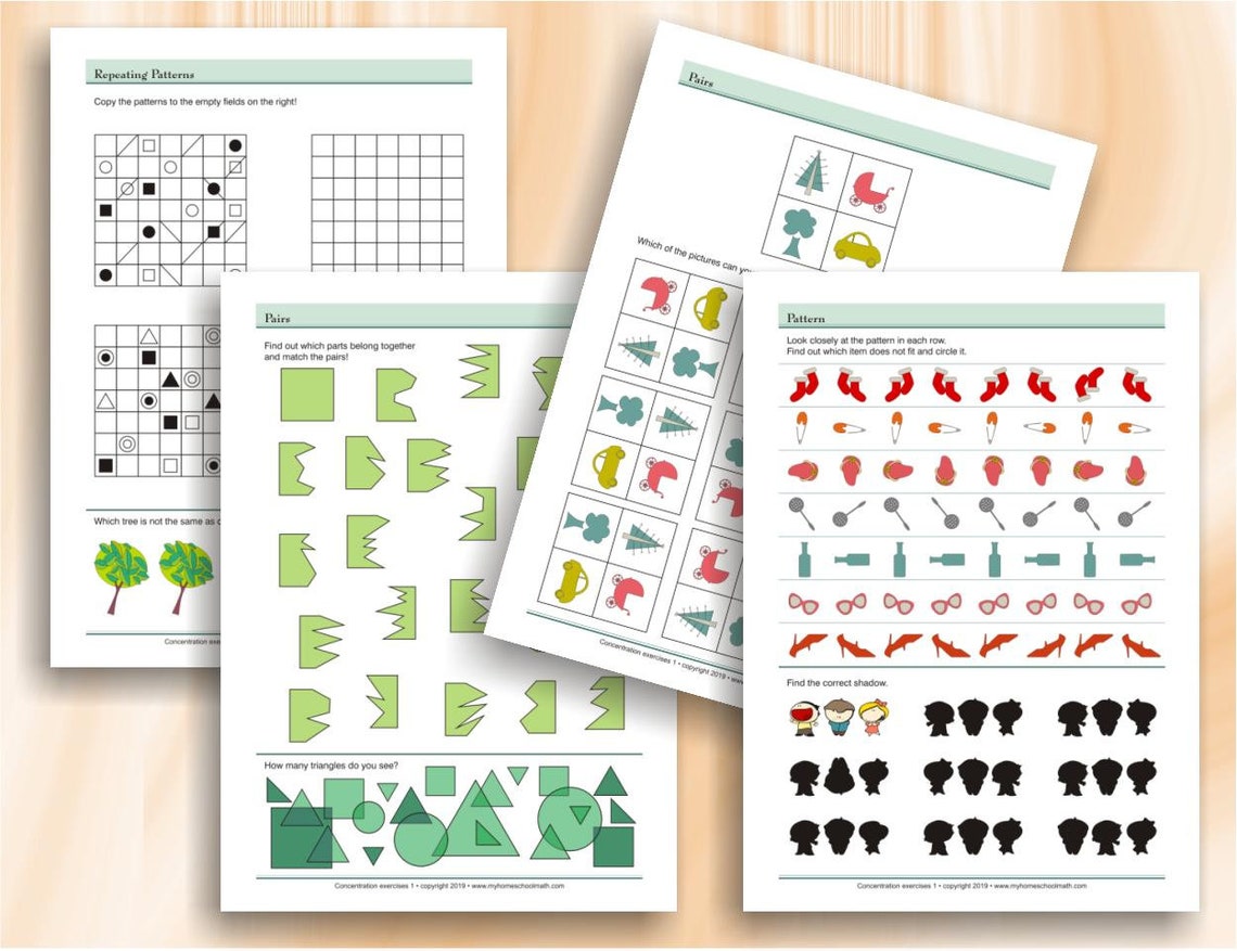 Concentration Exercises for Kids - Part 1 (age 6-9) | 43 Printable ...