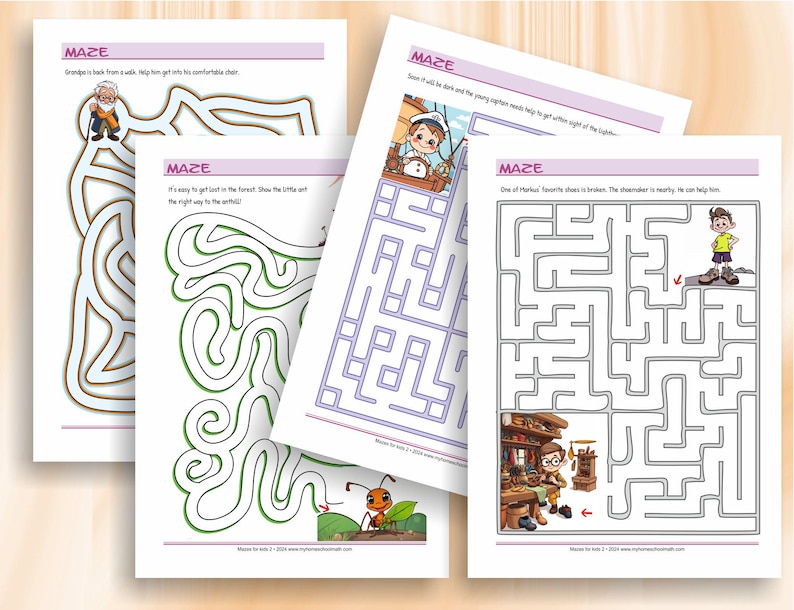 Mazes for Kids Part 2: 54 Printable Activity Worksheets (digital ...