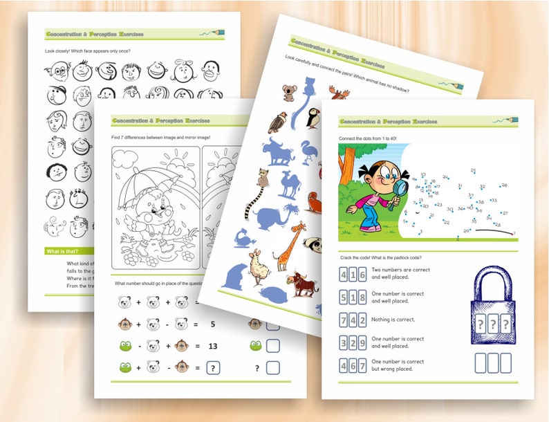 Concentration & Perception Workbook for Kids (age 8+) (digital Download ...