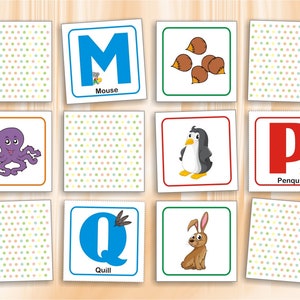 Alphabet Matching Cards ABC Memory Game Printable Preschool Flashcards ...