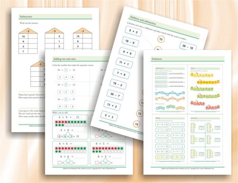 Addition and Subtraction With Numbers up to 20 1st Grade Math ...