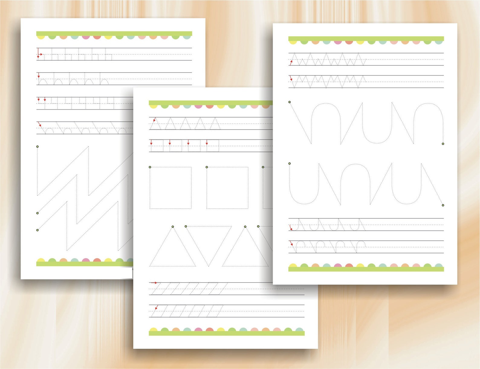 Tracing Lines - Pre-write Practice Line Tracing for Kindergarten ...