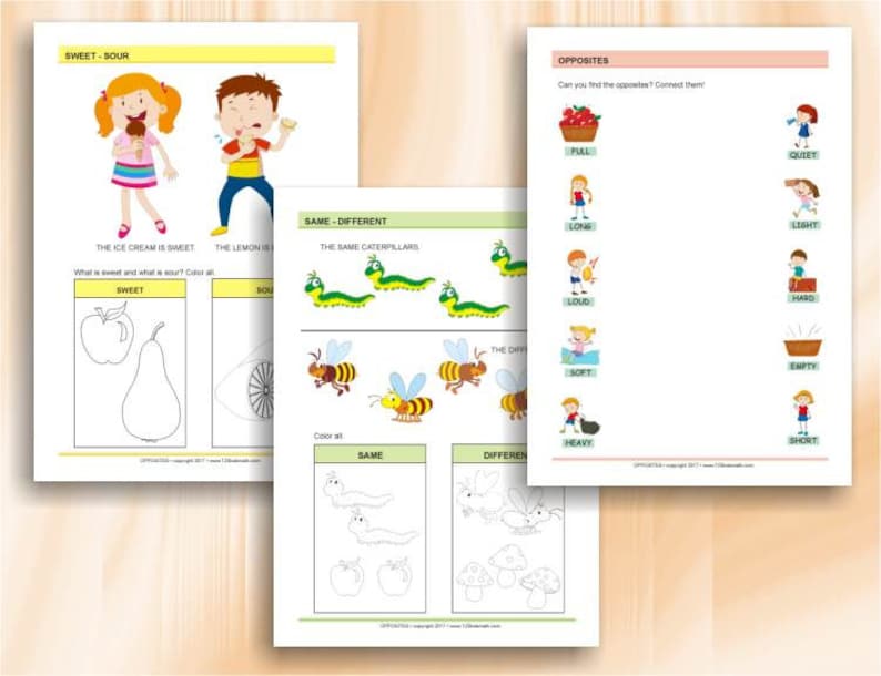 Opposites Learning Opposites for Kindergarten Children Download Digital ...