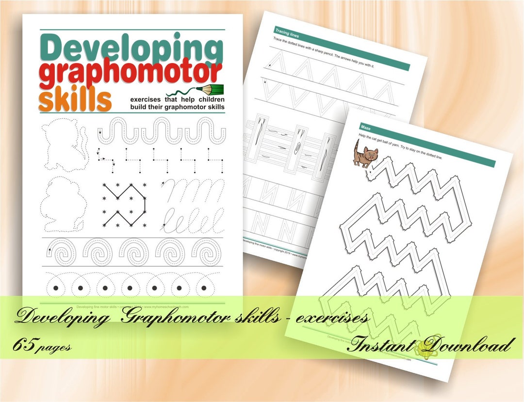 Graphomotor Skills Workbook: 65 Printable Tracing & Coloring Worksheets ...
