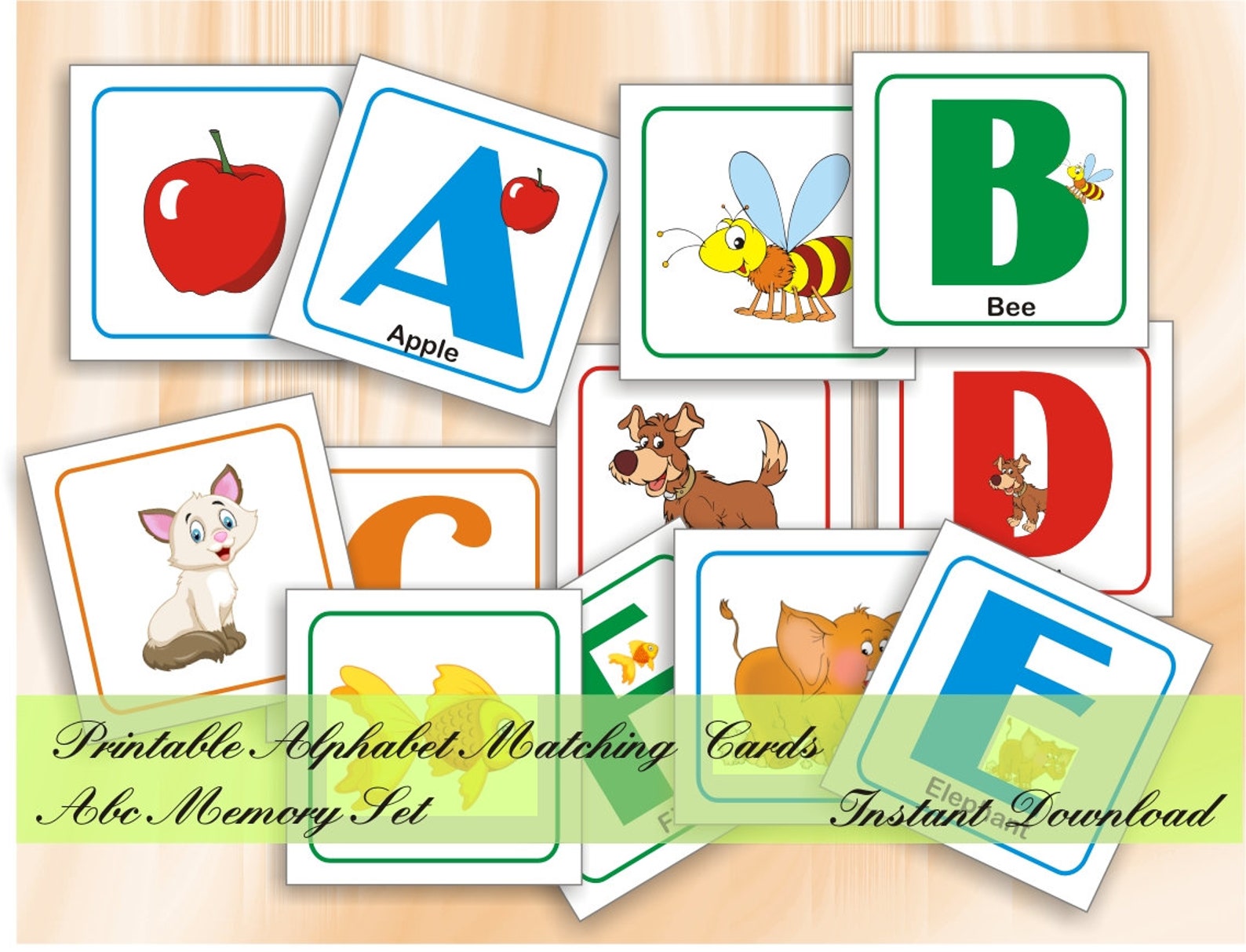 Alphabet Matching Cards ABC Memory Game Printable | Etsy