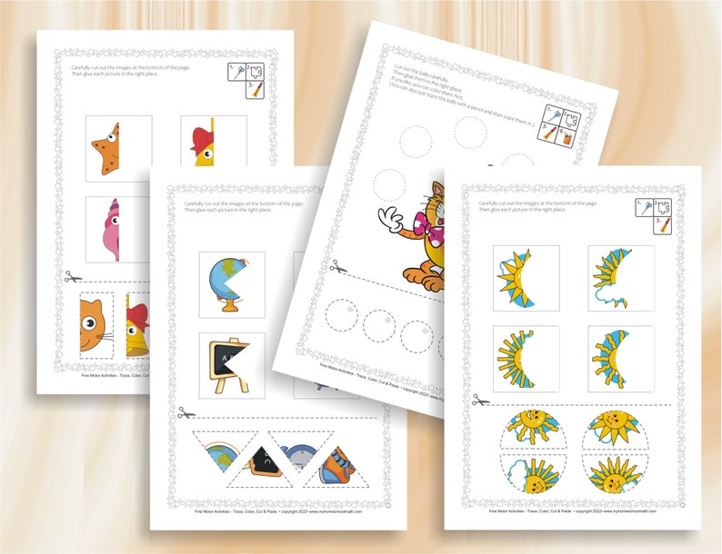 Fine Motor Activities - Trace, Color, Cut&paste | 65 Printable ...
