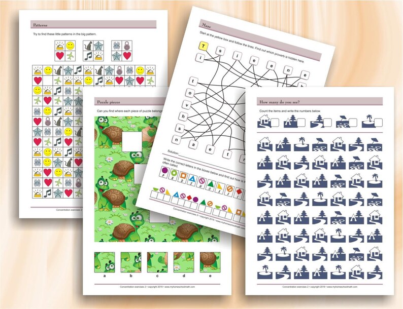 Concentration Exercises for Kids - Part 2 (age 8-12) | 39 Printable ...