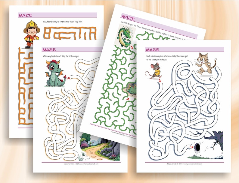 Mazes for Kids Part 2: 54 Printable Activity Worksheets (digital ...