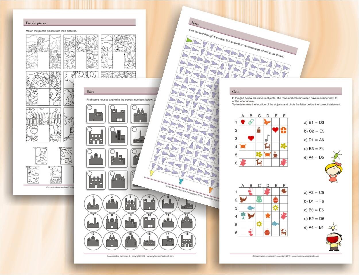 Concentration Exercises for Kids - Part 2 (age 8-12) | 39 Printable ...