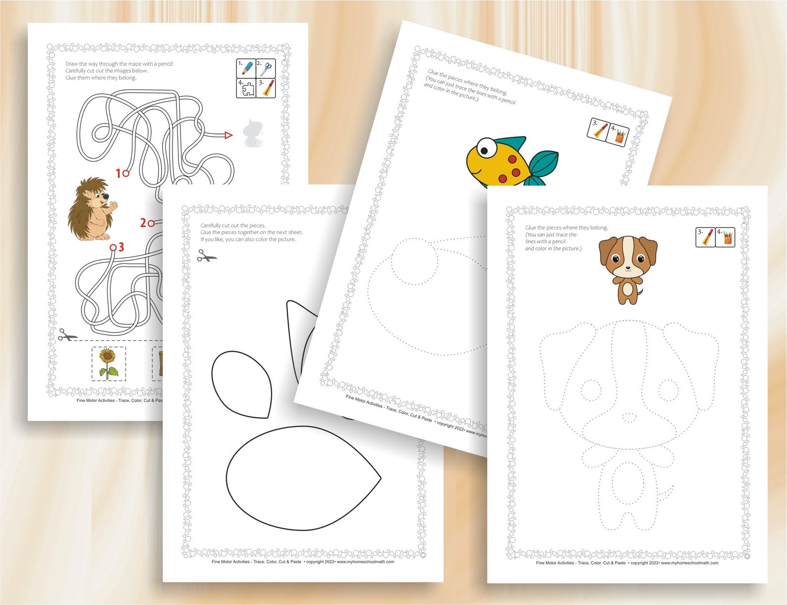 Fine Motor Activities - Trace, Color, Cut&paste | 65 Printable ...
