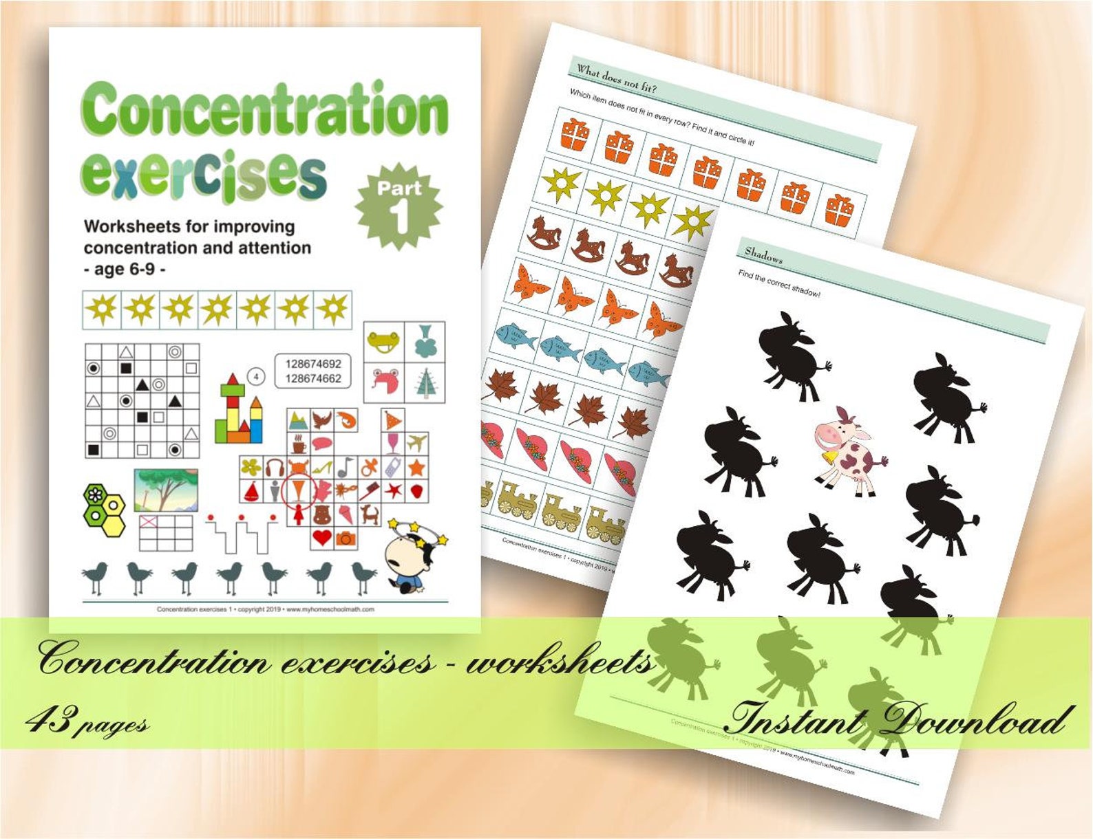 Concentration Exercises for Kids - Part 1 (age 6-9) | 43 Printable ...