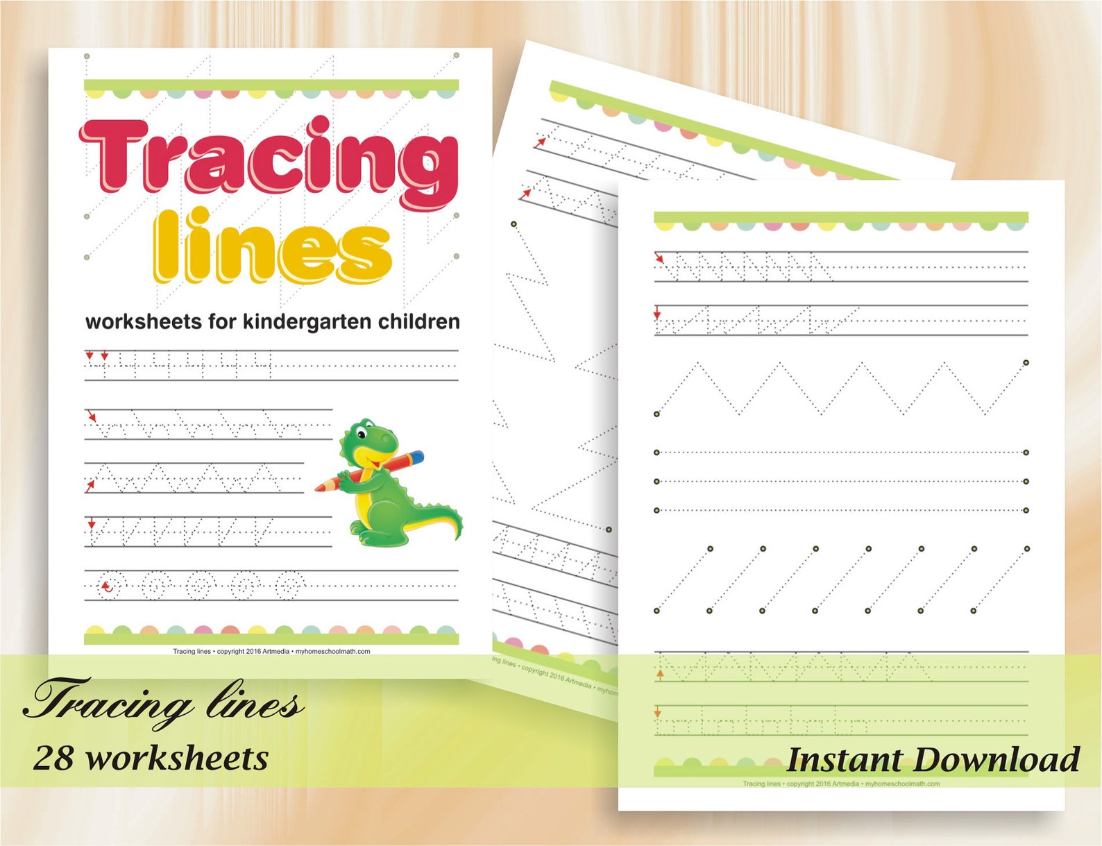 Tracing Lines - Pre-write Practice Line Tracing for Kindergarten ...