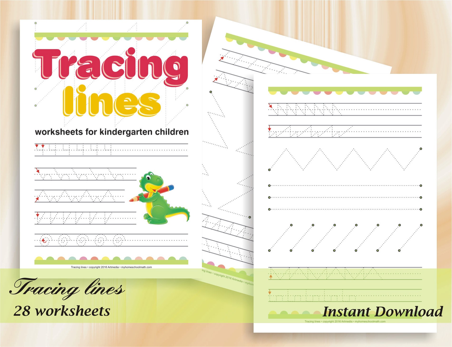 Tracing Lines - Pre-write Practice Line Tracing for Kindergarten ...