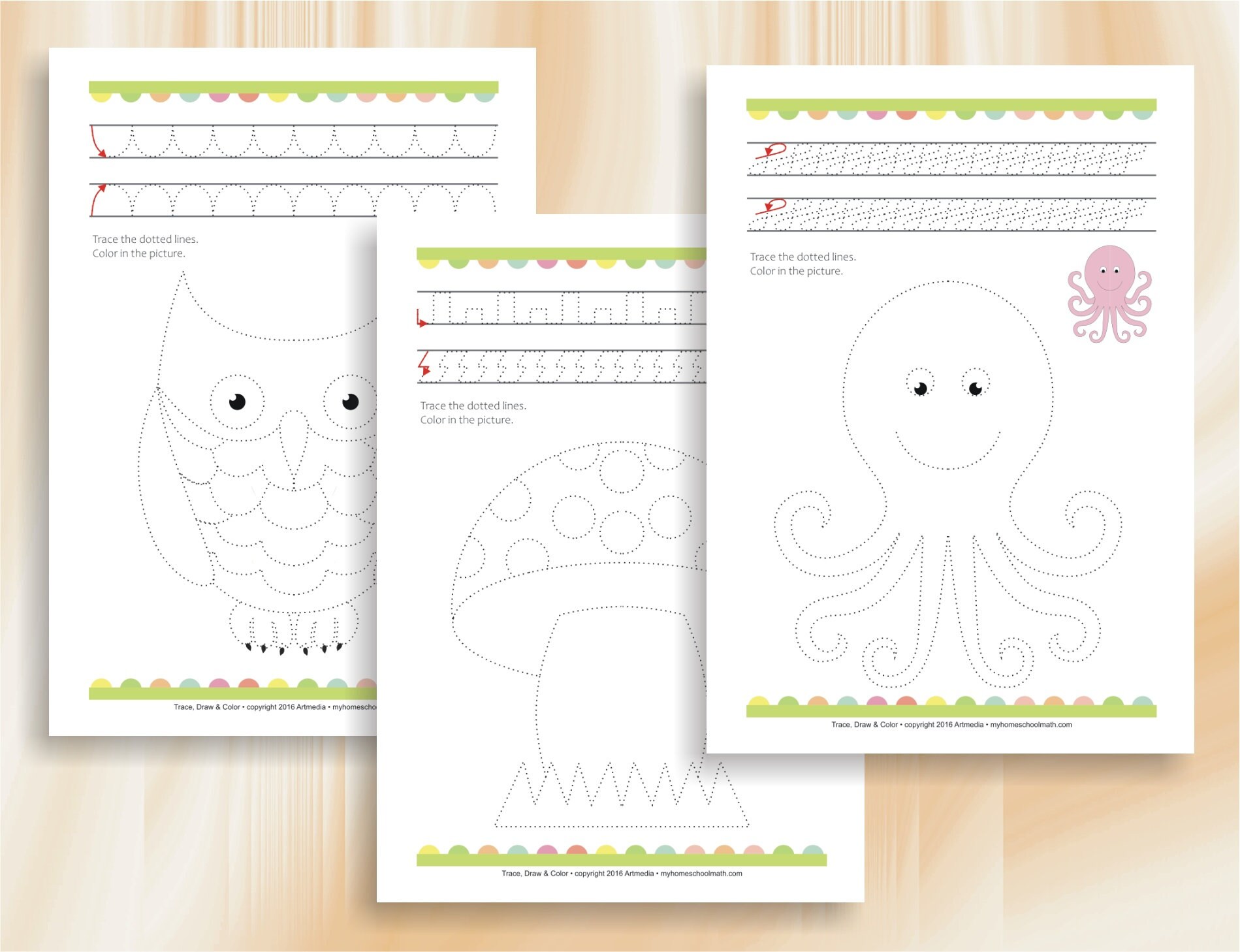 Trace, Draw & Colour Pre-write Practice Line Tracing for Kindergarten ...