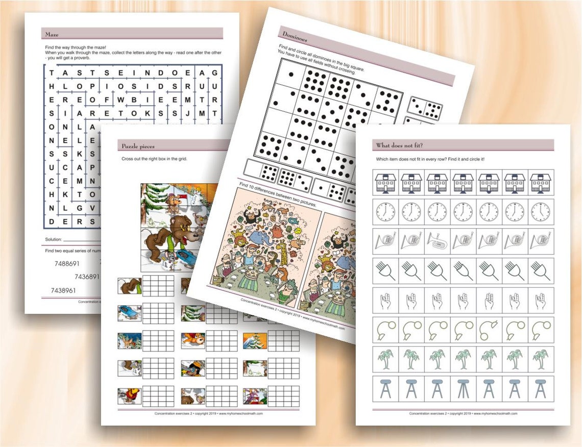 Concentration Exercises for Kids Part 2 age 8-12 39 | Etsy Canada