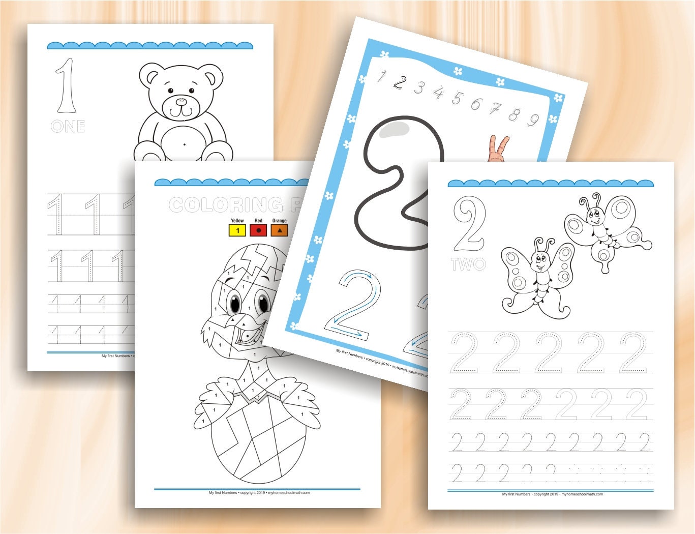 My First Numbers Coloring Pages and Exercise Sheets for Kindergarten ...