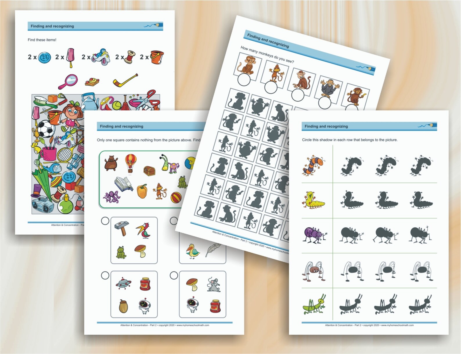 Attention & Concentration Part 2 age 8-10 59 Printable Worksheets With ...