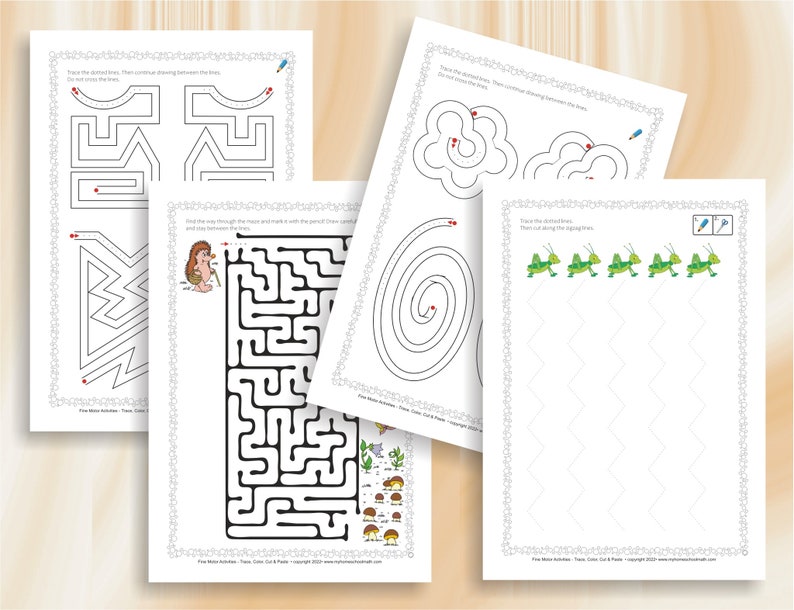 Fine Motor Activities - Trace, Color, Cut&paste | 65 Printable ...