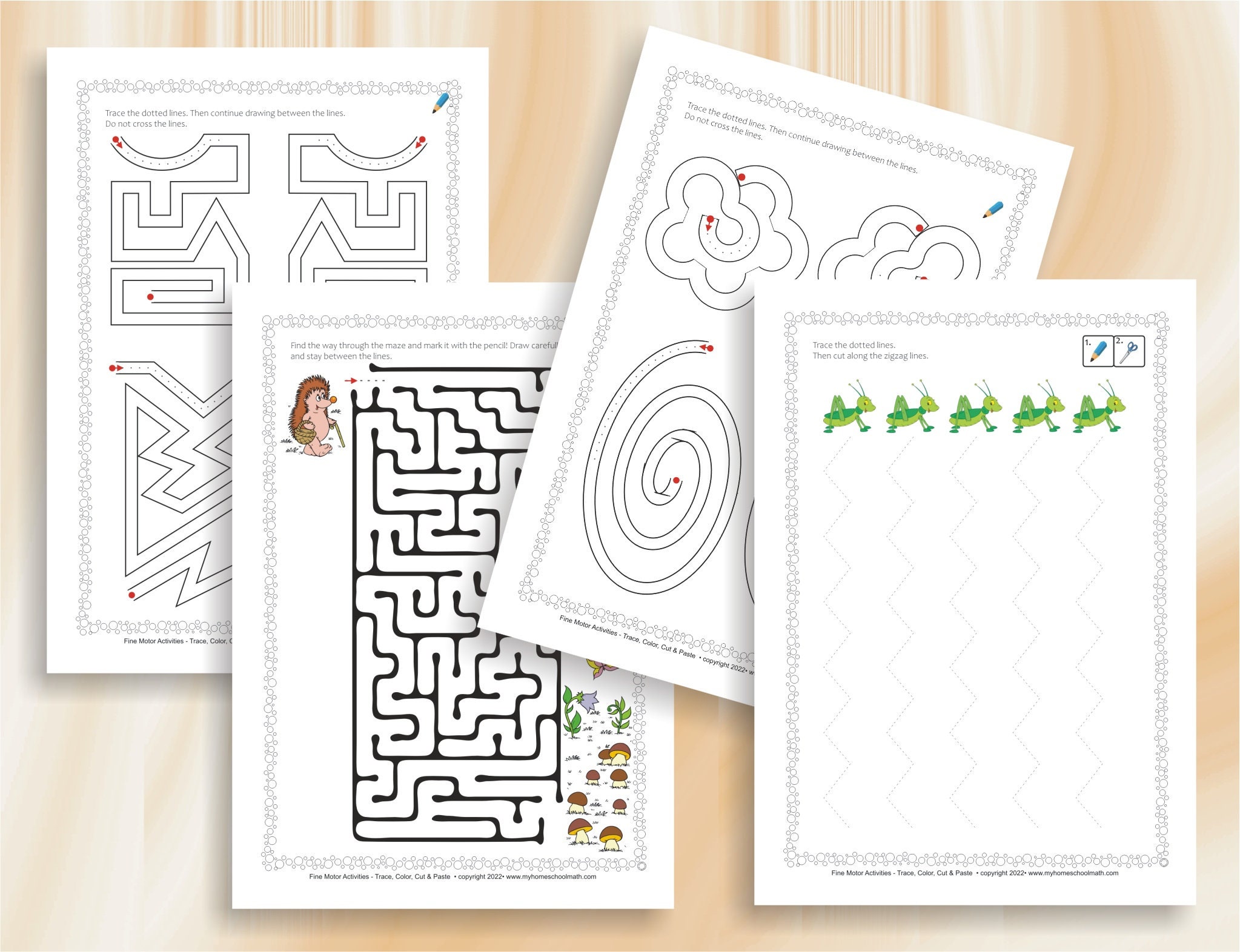 Fine Motor Activities - Trace, Color, Cut&paste | 65 Printable ...