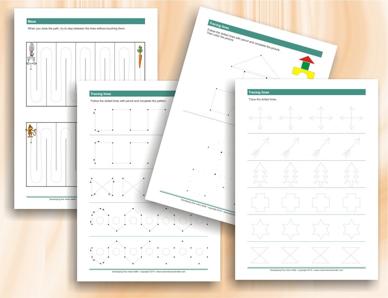 Graphomotor Skills Workbook: 65 Printable Tracing & Coloring Worksheets ...