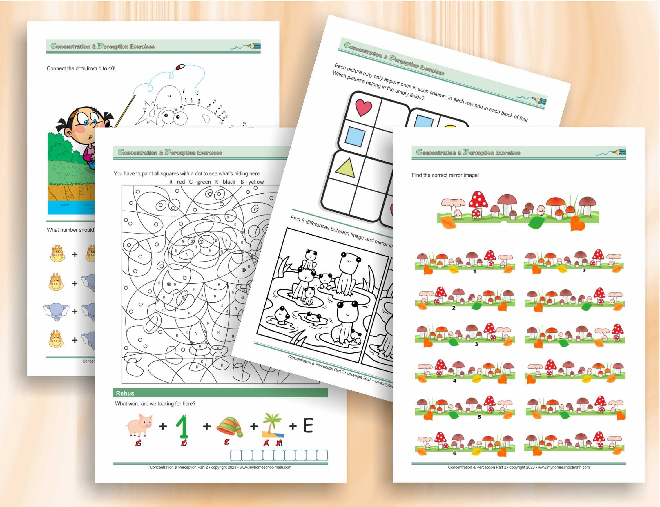 Concentration and Perception Exercises for Kids Part 2 age 8 90 ...