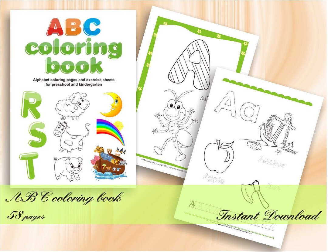 ABC Coloring Book: 58 Alphabet Pages for Preschool & Kindergarten (PDF ...