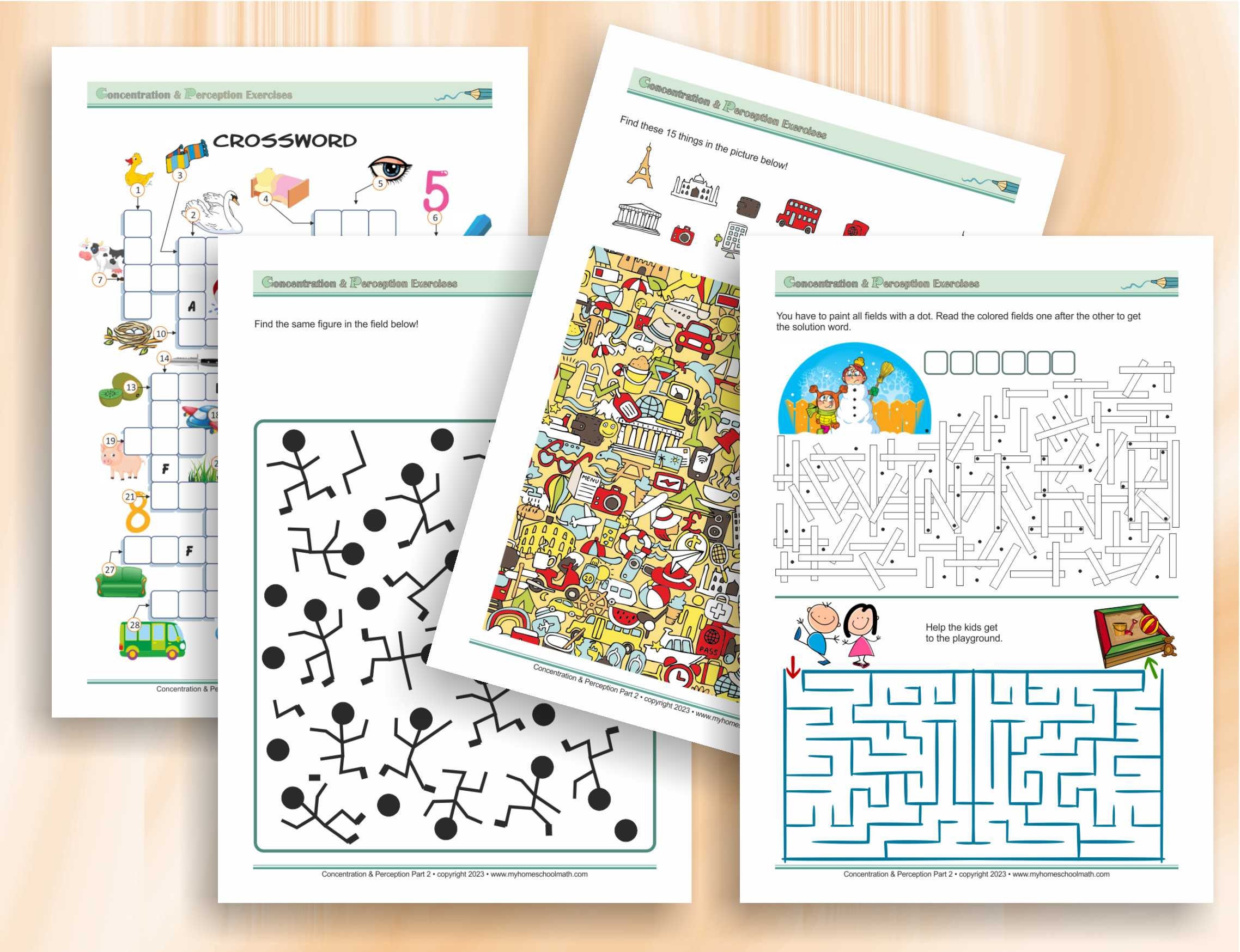 Concentration and Perception Exercises for Kids Part 2 age 8 90 ...